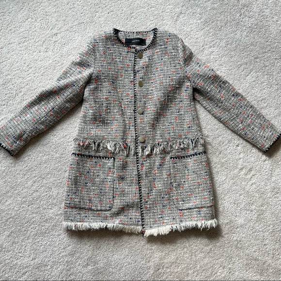 Zara | Jackets & Coats | Zara Basic Collection Tweed Long Jacket | Poshmark